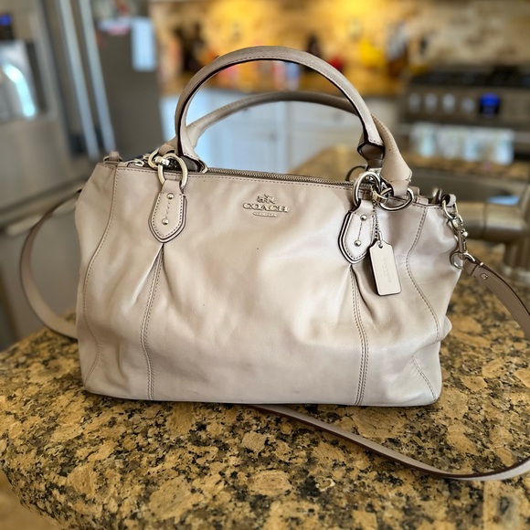 Coach | Bags | Coach Colette Satchel In Taupe Leather With Nickel ...
